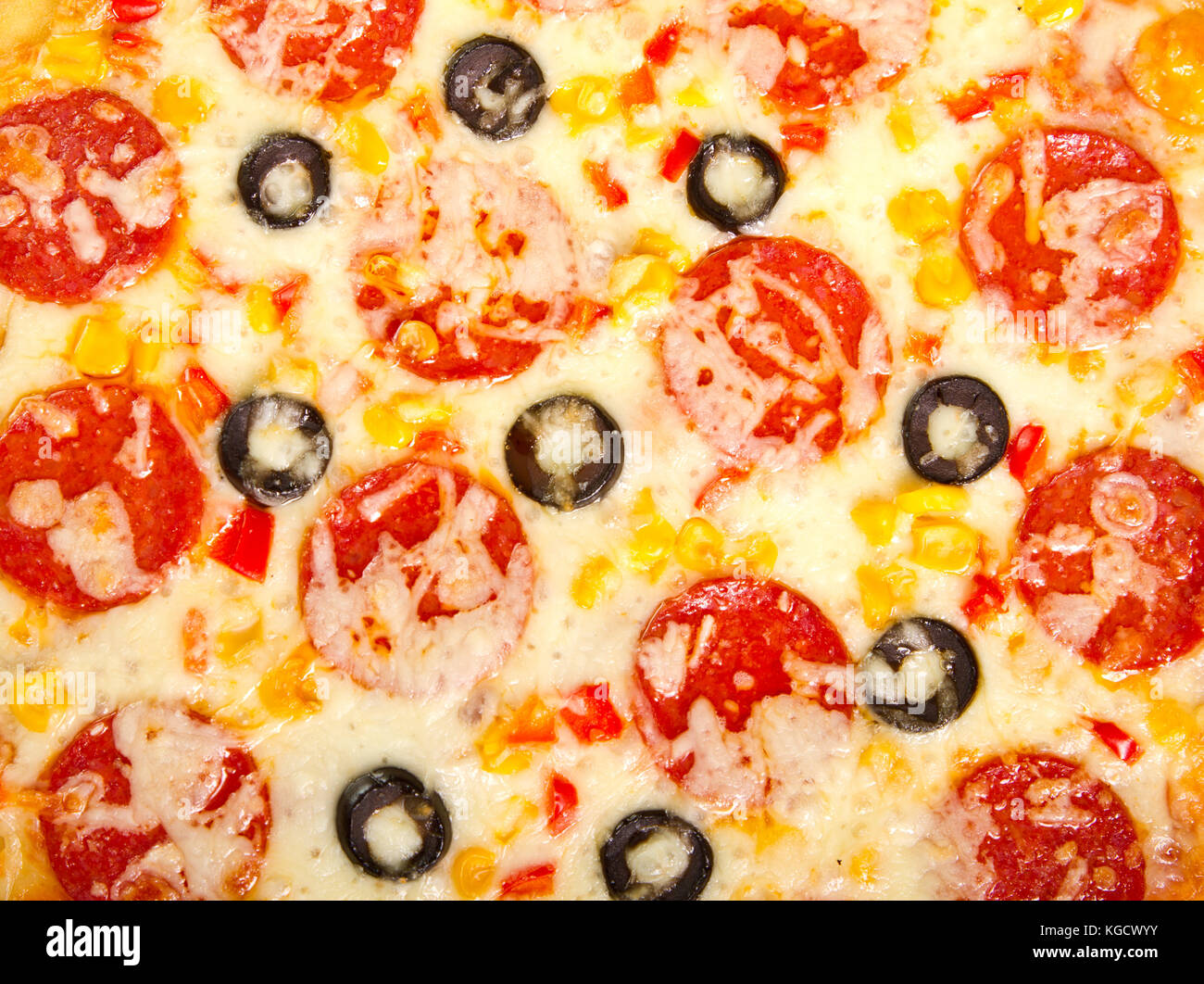 Pepperoni pizza shot from above Stock Photo - Alamy