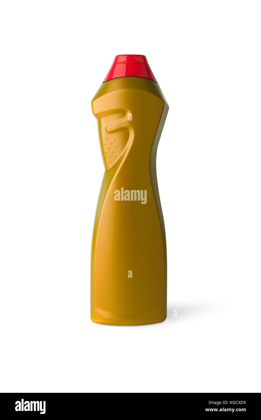 Plastic bottle. Yellow color isolated on white background. With ...