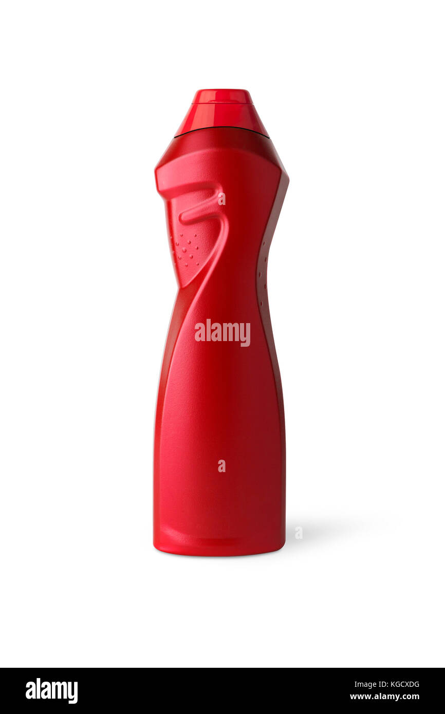 Plastic bottle. Red color isolated on white background. With clipping ...