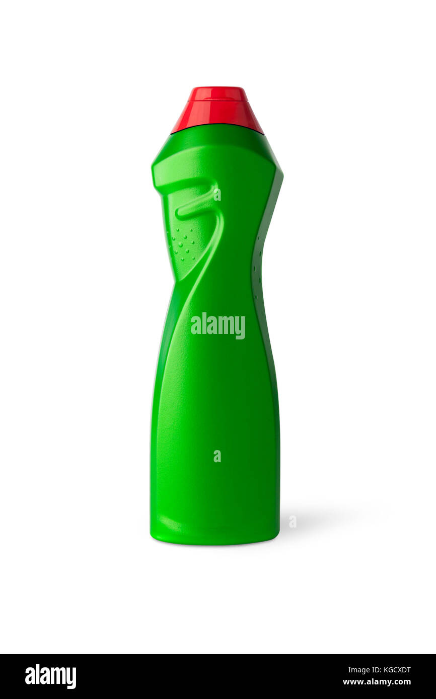 Plastic bottle. Green color isolated on white background. With clipping ...