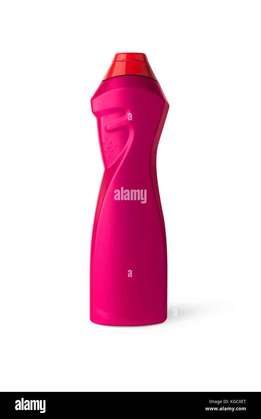 Plastic bottle. Pink color isolated on white background. With clipping ...