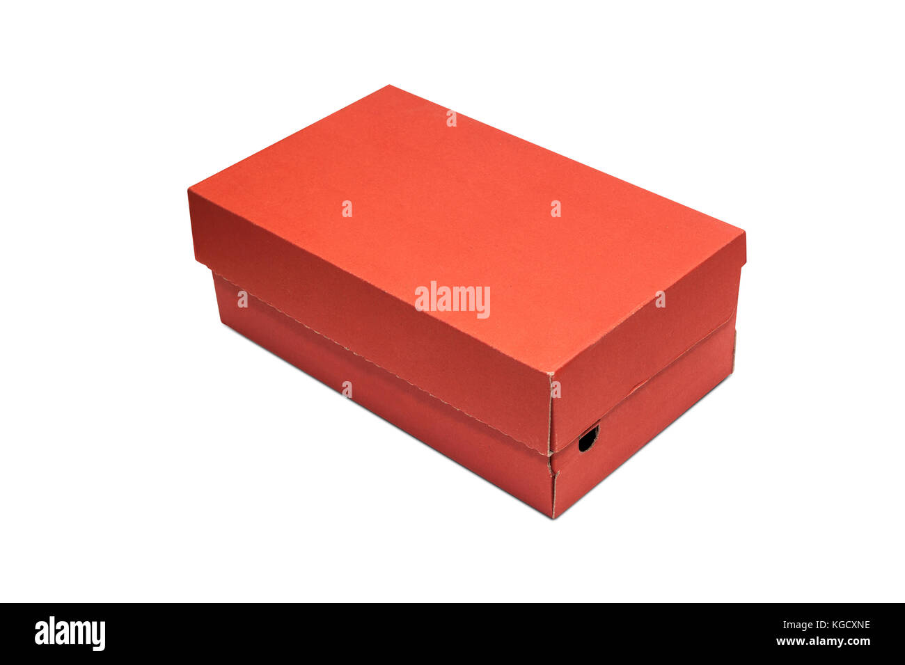 Empty Red Cardboard box with opened lid isolated on white background ...