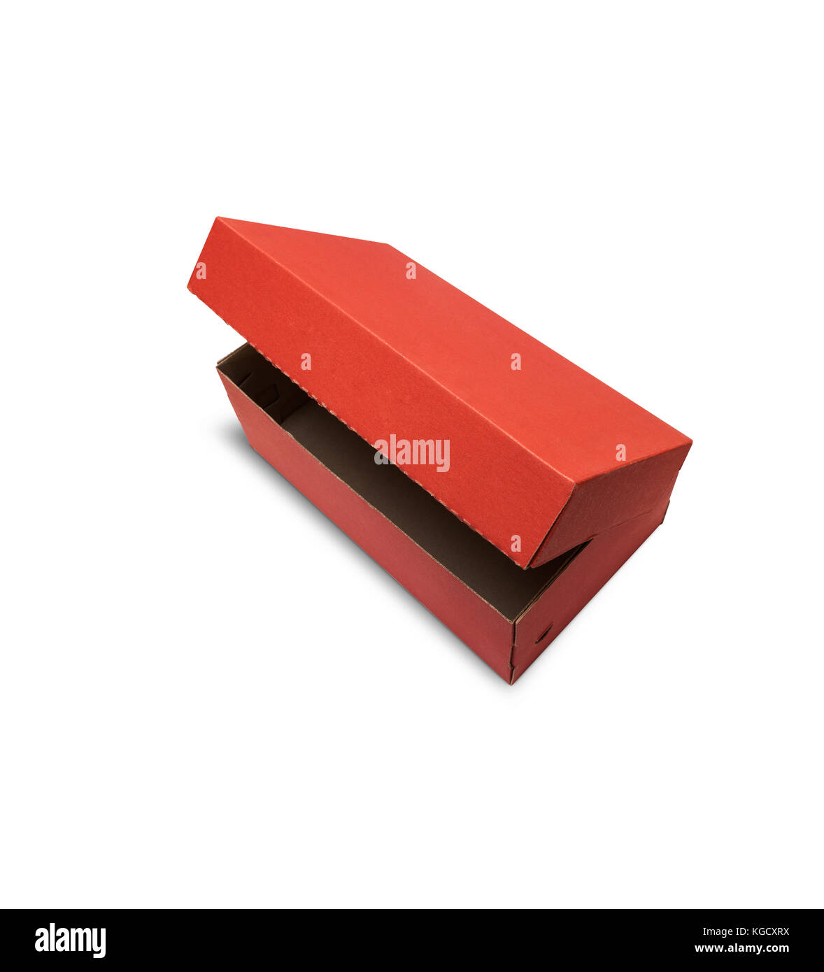Empty Red Cardboard box with opened lid isolated on white background ...