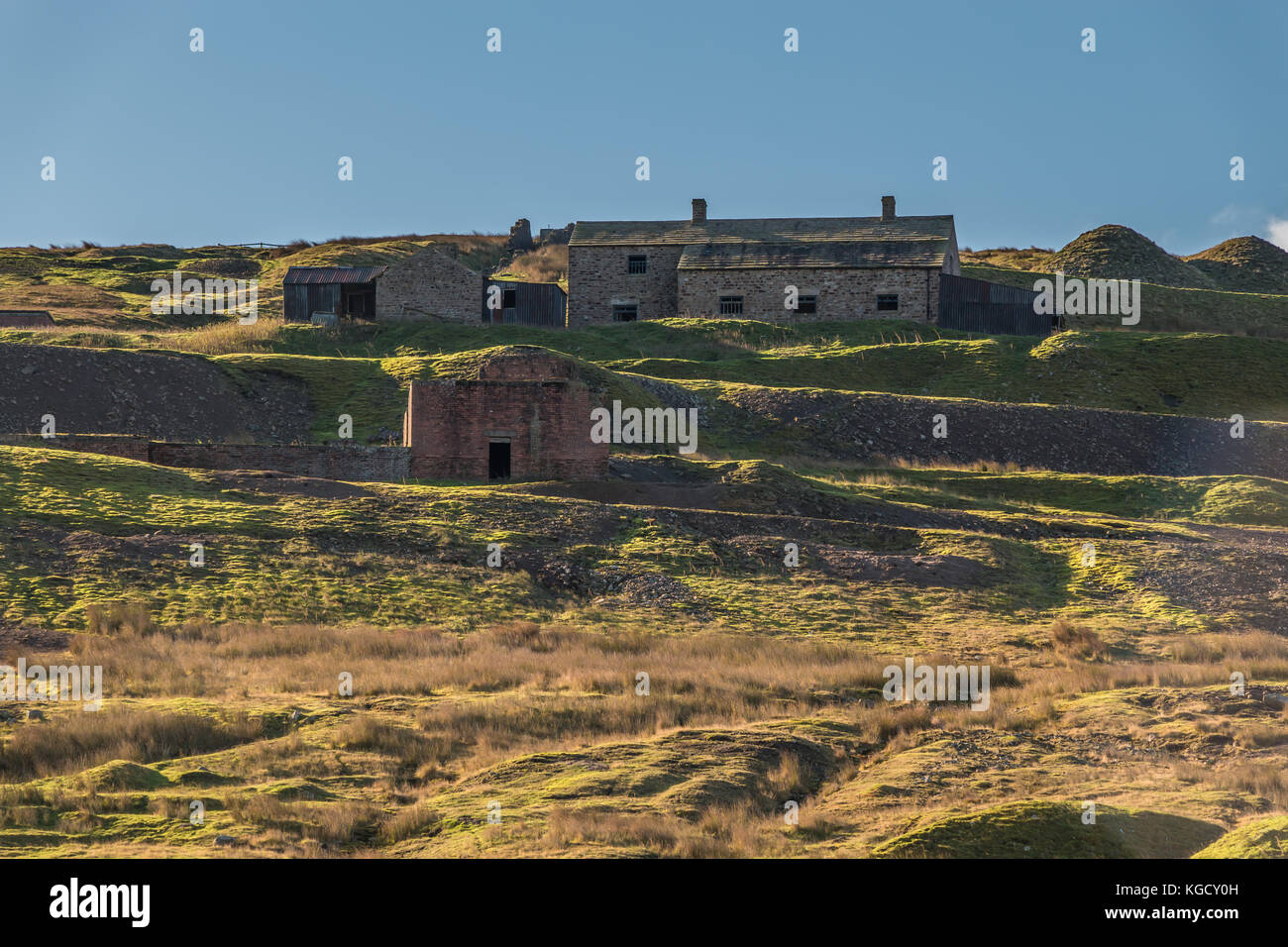 North Pennine landscape, the remains of the Coldberry lead mine near ...