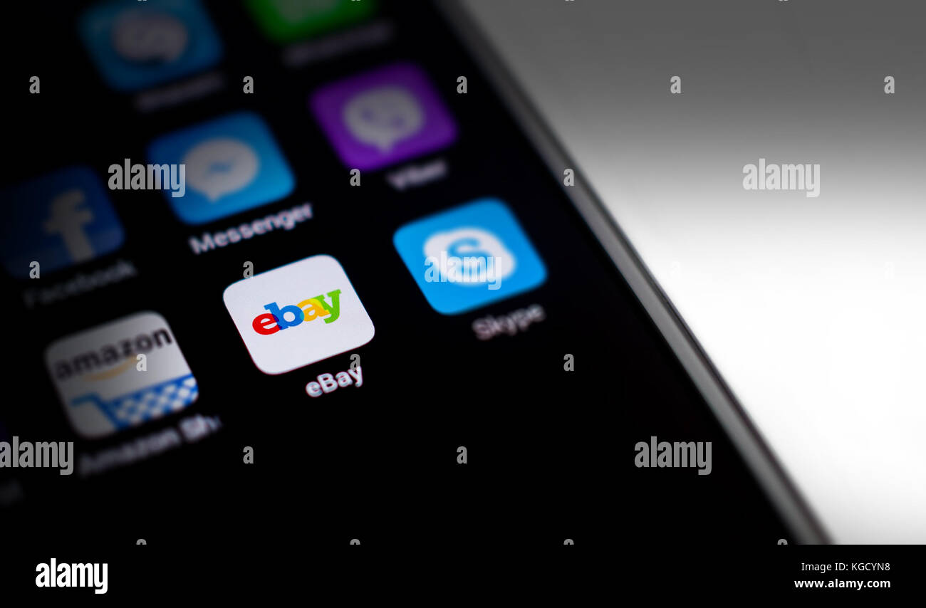 Chisinau, Moldova - September 1, 2017: Ebay icon on smartphone screen ...