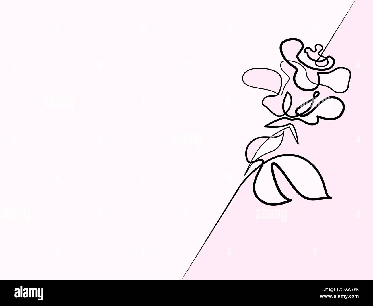 Continuous different width line drawing. Beautiful rose flower logo ...
