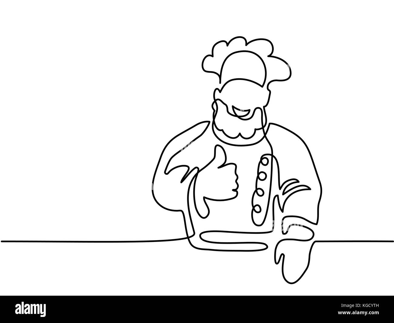 Continuous line drawing. Chef cook in uniform. Vector illustration ...