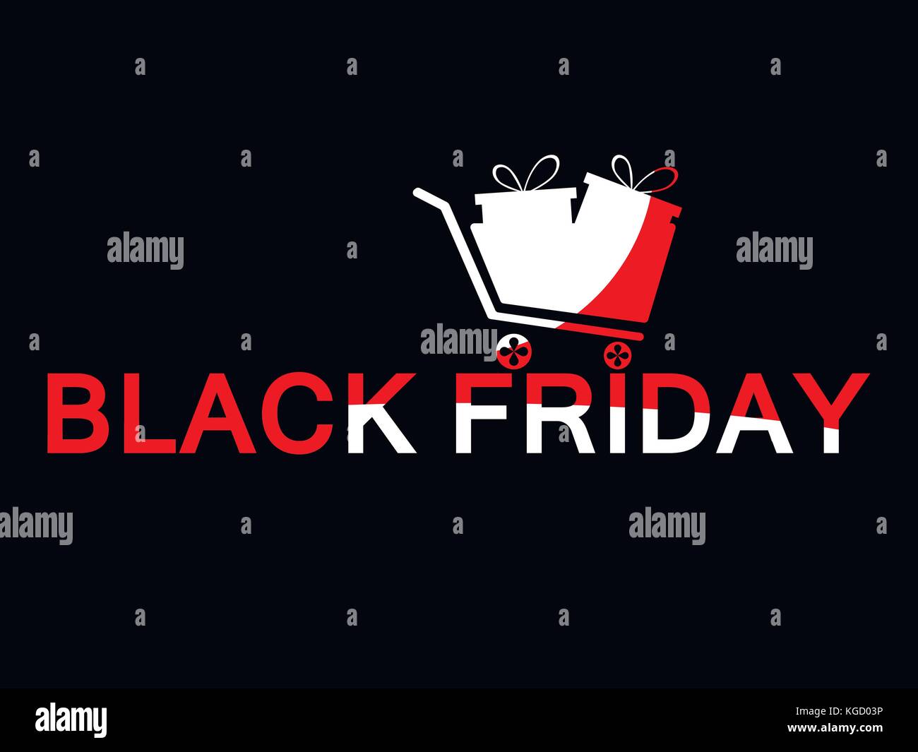 Black Friday. Trolley with text. Red and white color. The inscription ...