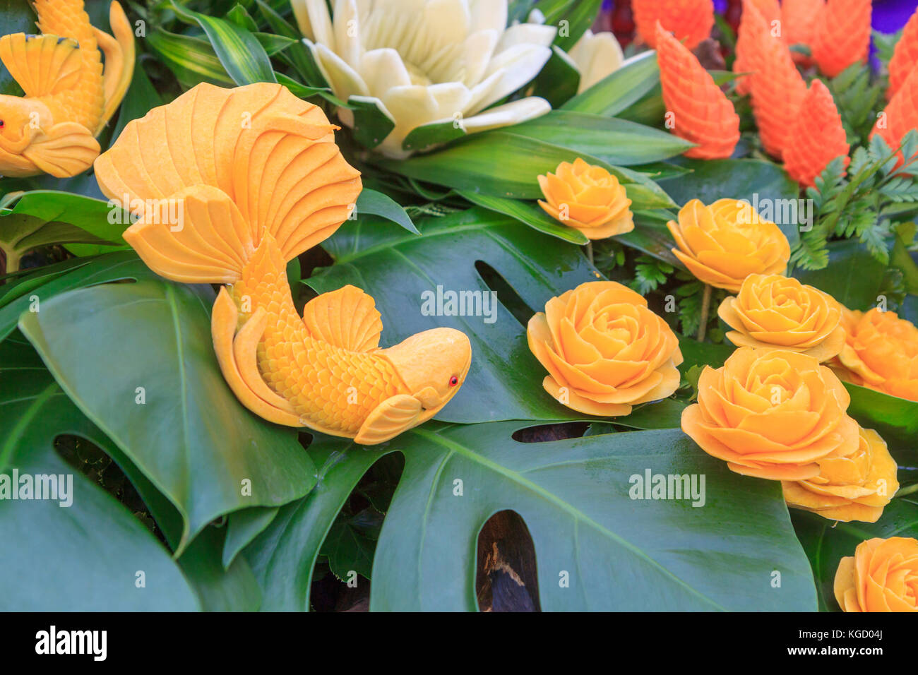 pumpkin carve fish / carve the pumpkin to fish shape Stock Photo - Alamy