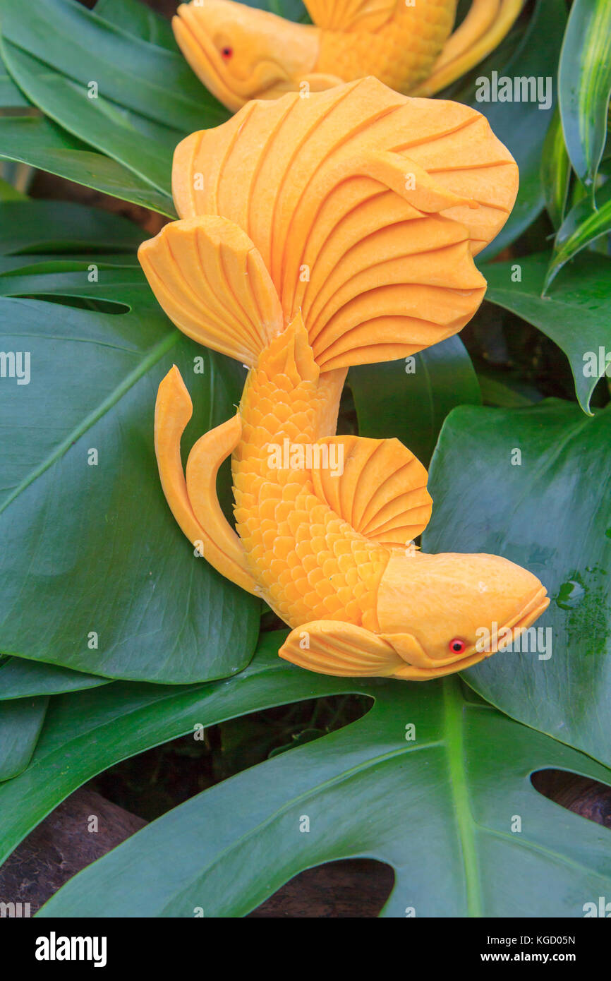 pumpkin carve fish / carve the pumpkin to fish shape Stock Photo - Alamy