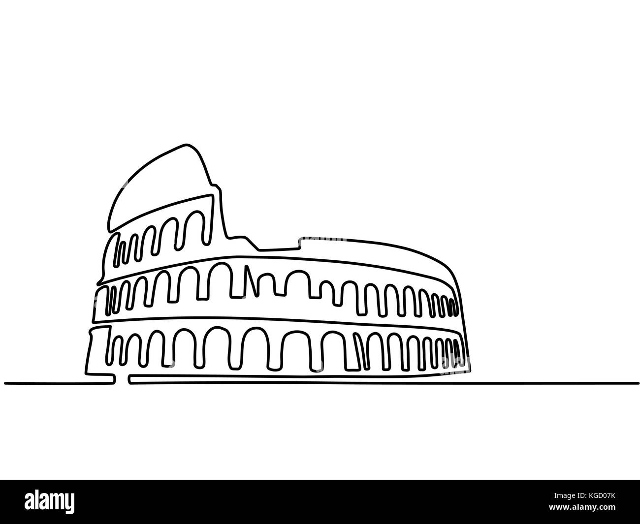 Rome, Coliseum. Editable continuous line icon Vector illustration Stock ...