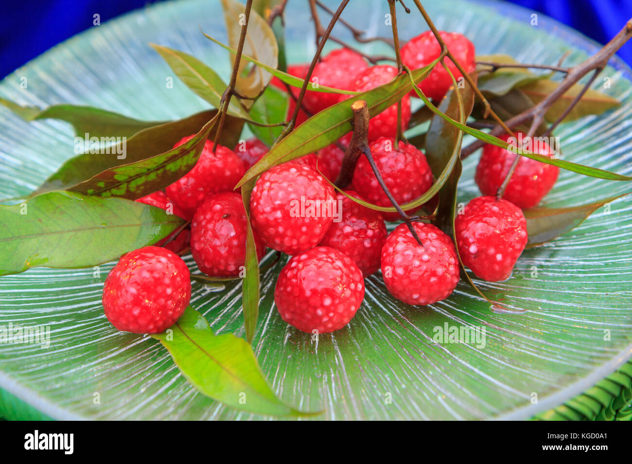 sago mold to Lychee shape and boil in syrup / Kanom Lychee Stock Photo ...