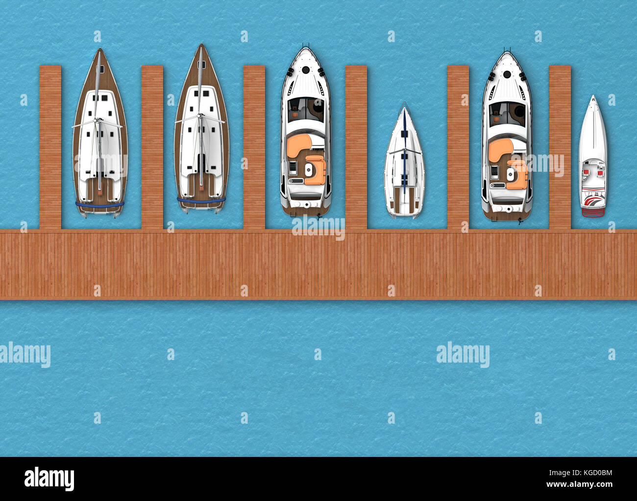 Parking for boats top view. 3d rendering Stock Photo - Alamy