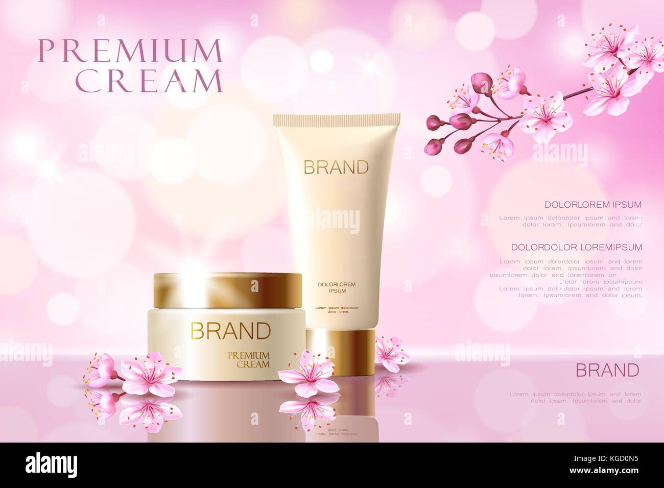 Sakura flower cosmetic promotional poster template. Pink petal blossom ...