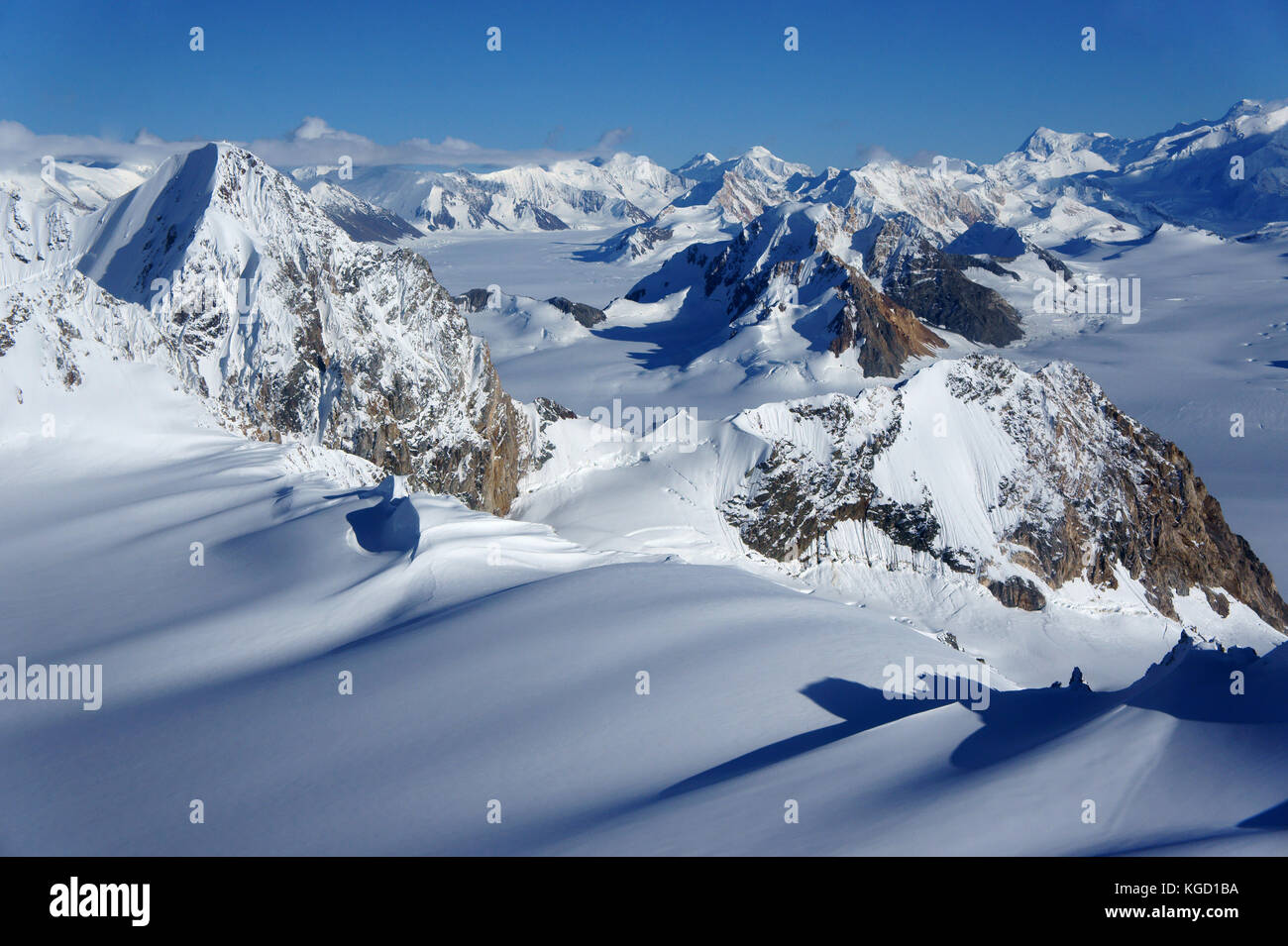 Saint Elias Mountains northeast of Mt. Logan at the source of ...