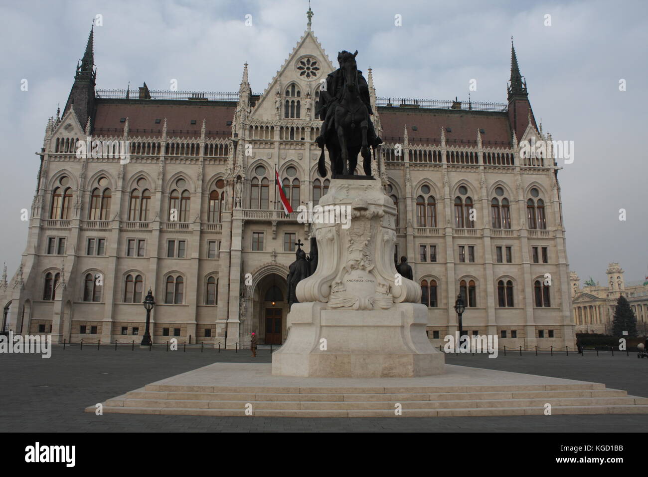Equestrian statue of Count Gyula Andrassy near the building of ...