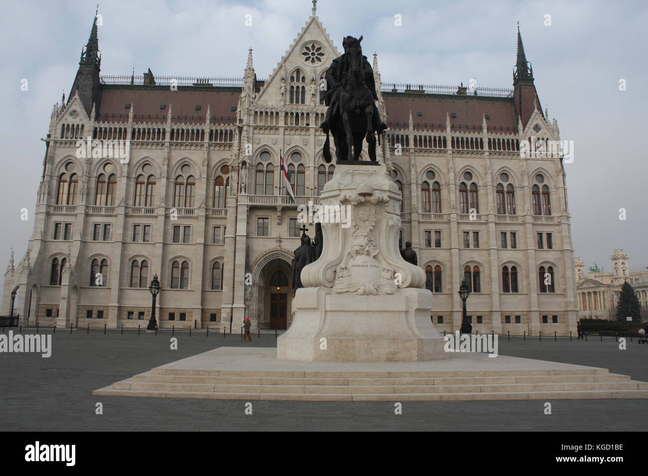 Equestrian statue of Count Gyula Andrassy near the building of ...