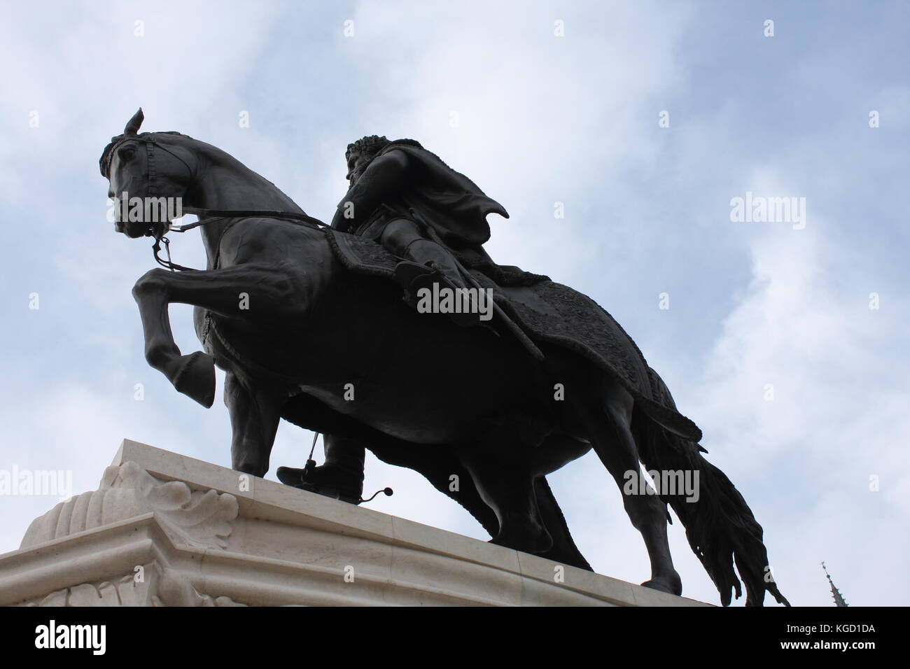 Equestrian statue of Count Gyula Andrassy near the building of ...
