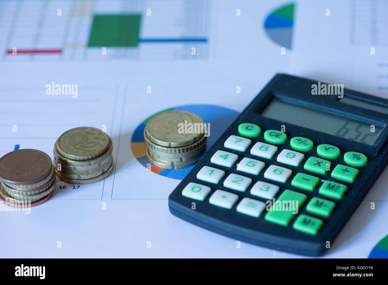 Calculator and accounting documents on a table Stock Photo - Alamy