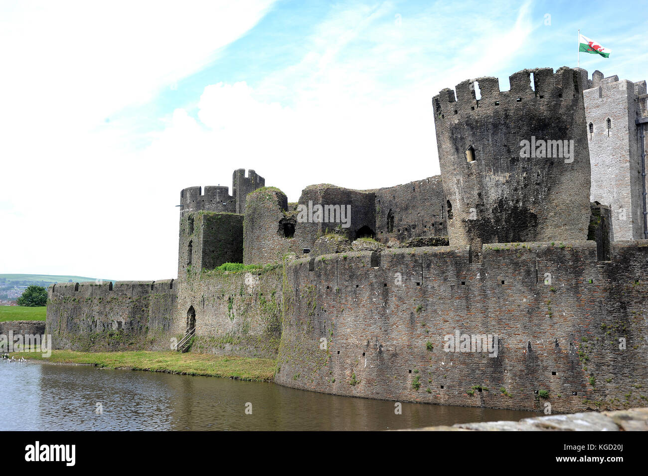 The inner ward on its island viewed from the South East. Caerphilly ...
