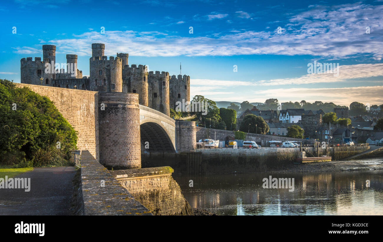 Evening at Conwy castle Stock Photo - Alamy