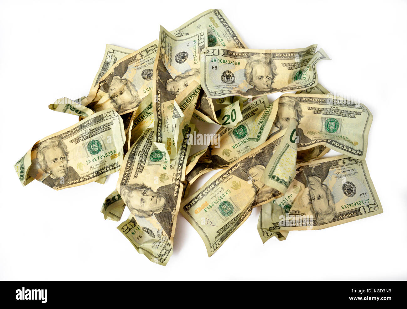 Stack Of 20 Dollar Bills Two Bands In The Middle