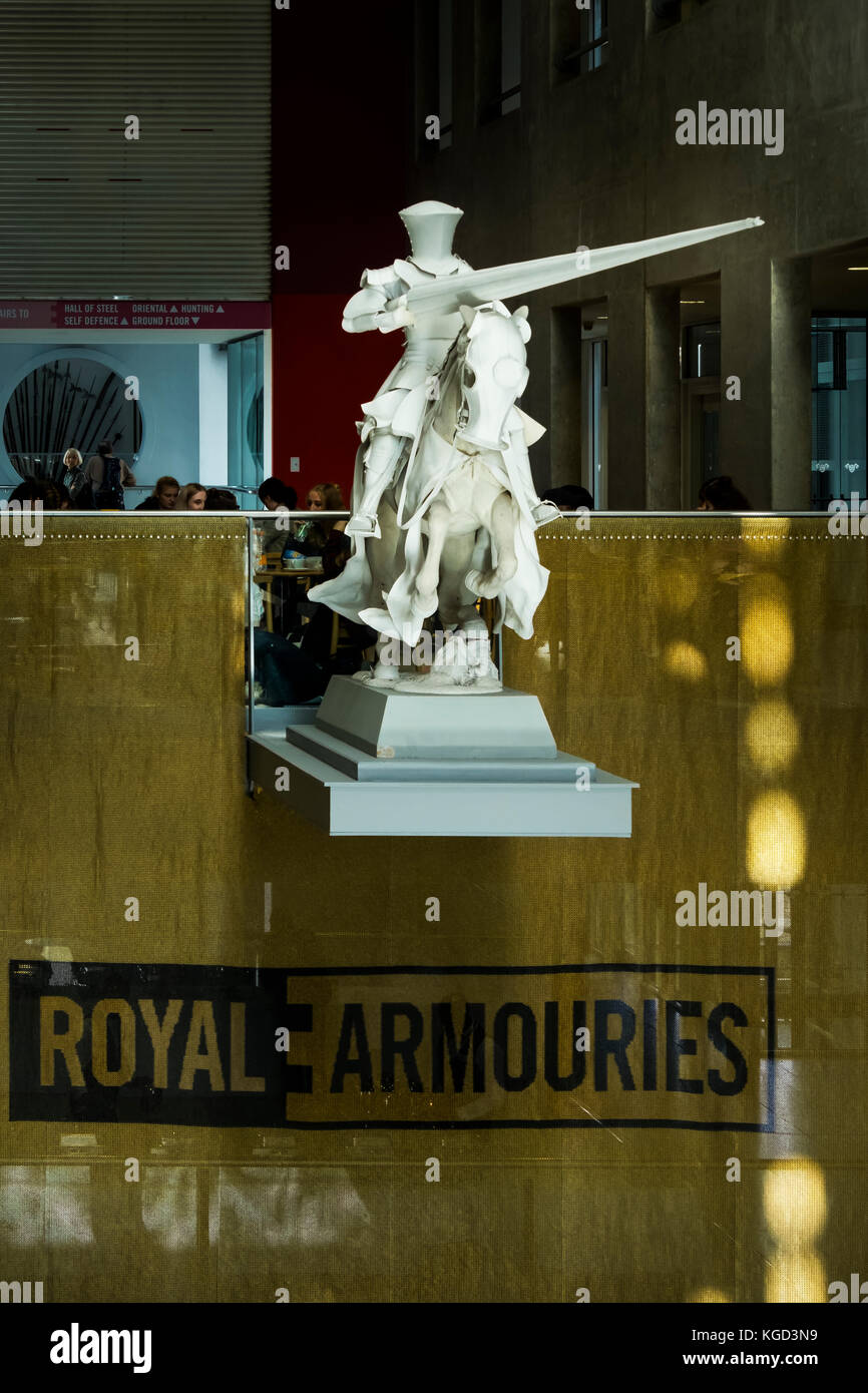 Statue of a jousting knight inside Leeds Armouries museum Stock Photo ...