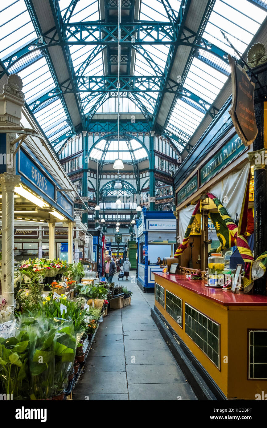 Varied stands in a covered market Stock Photo - Alamy