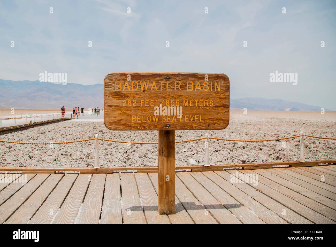 Wooden sign in death valley showing sea level Stock Photo - Alamy