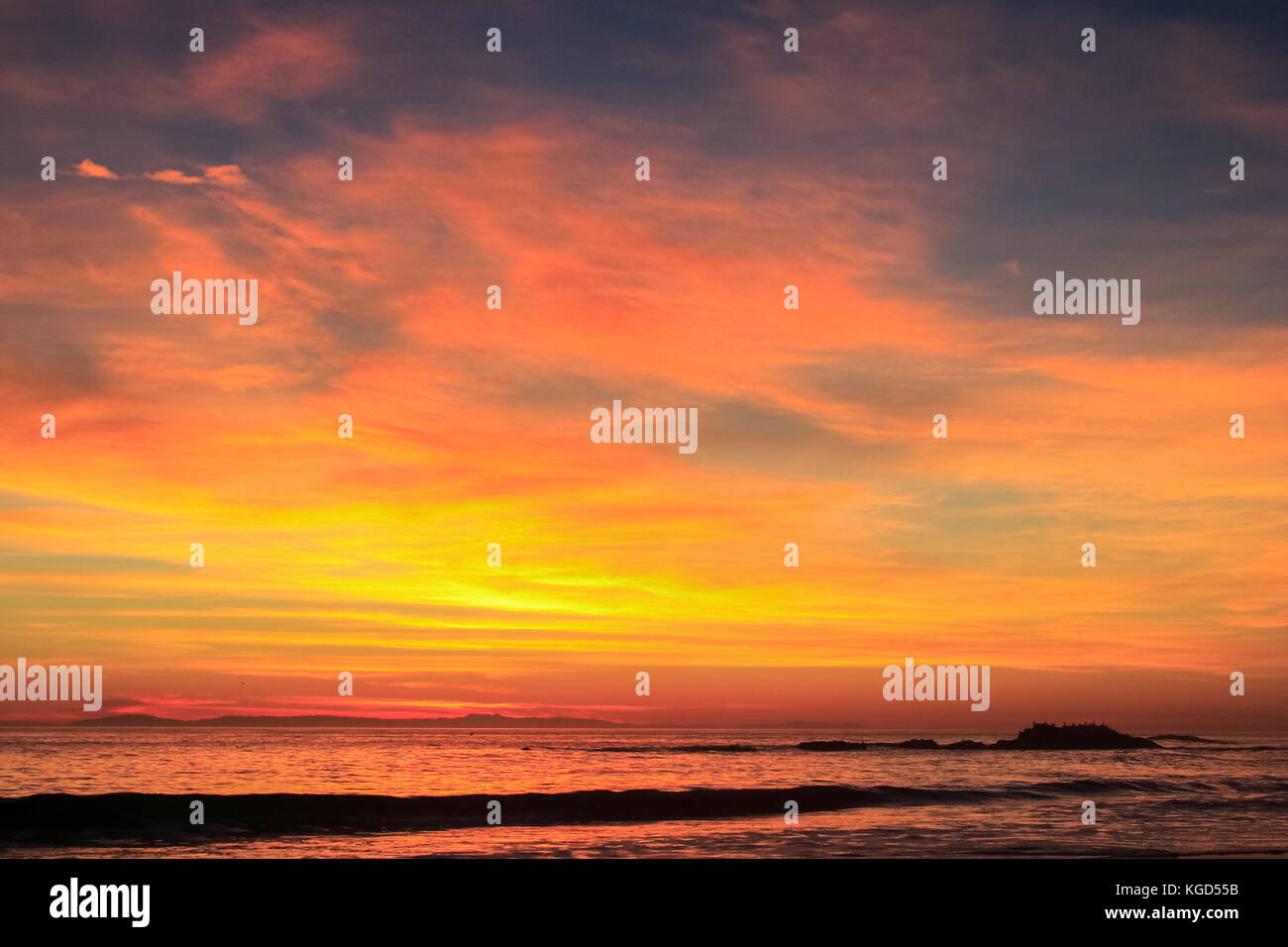 Magnificent display of colors at Laguna beach, California during a ...