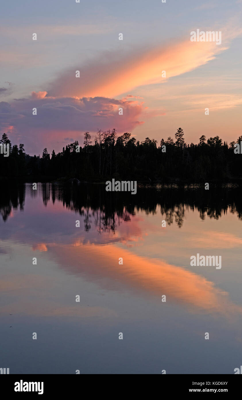Unique Clouds at Sunset on Saganagons Lake in Quetico Provincial Park ...