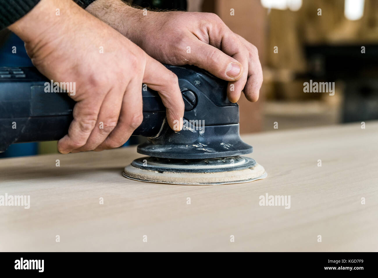 Hands carpenter smoothing wood plank hi-res stock photography and ...