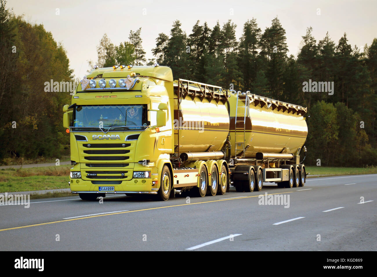 Yellow fuel tanker truck hi-res stock photography and images - Alamy