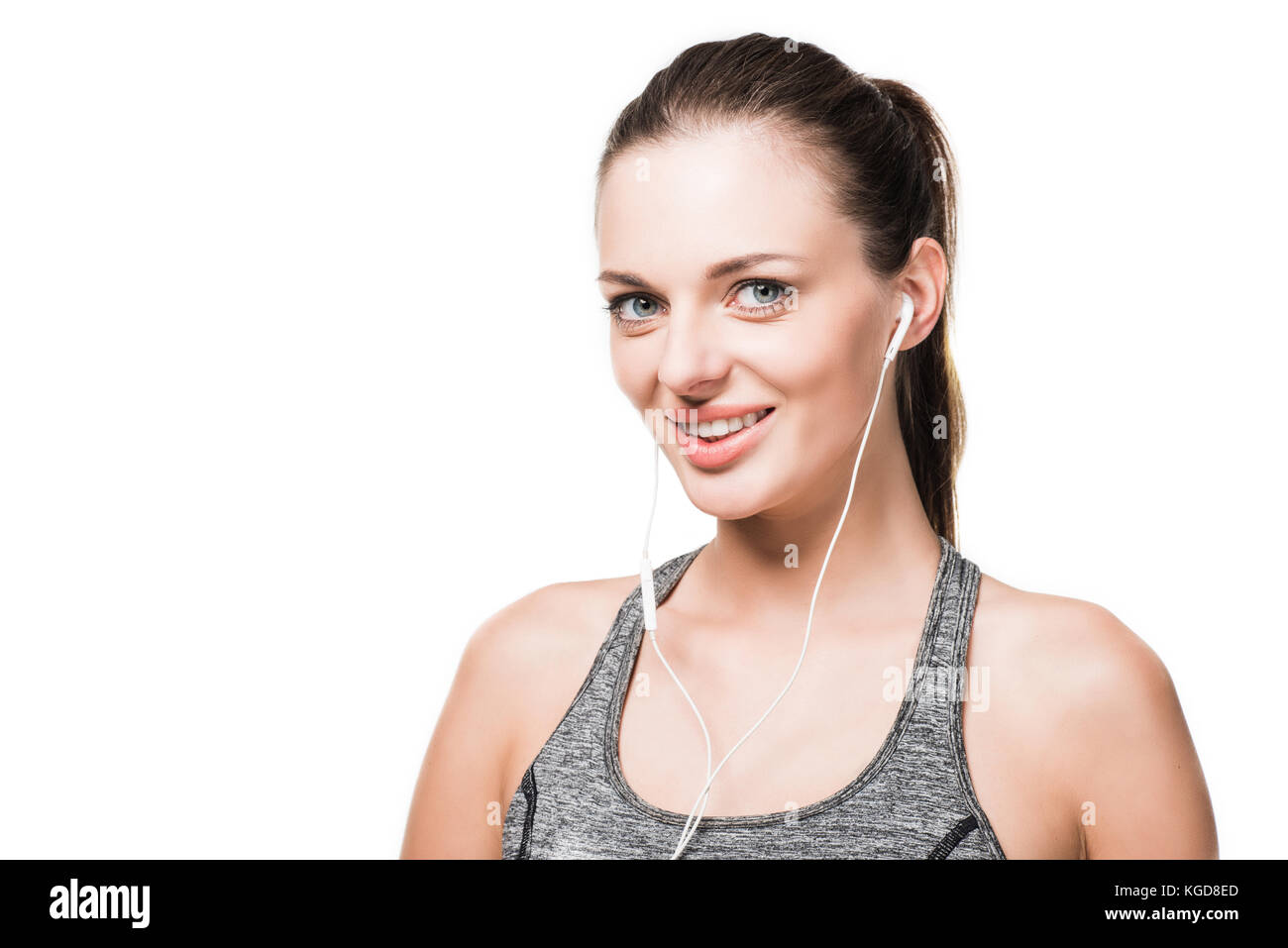 young woman in earphones Stock Photo - Alamy