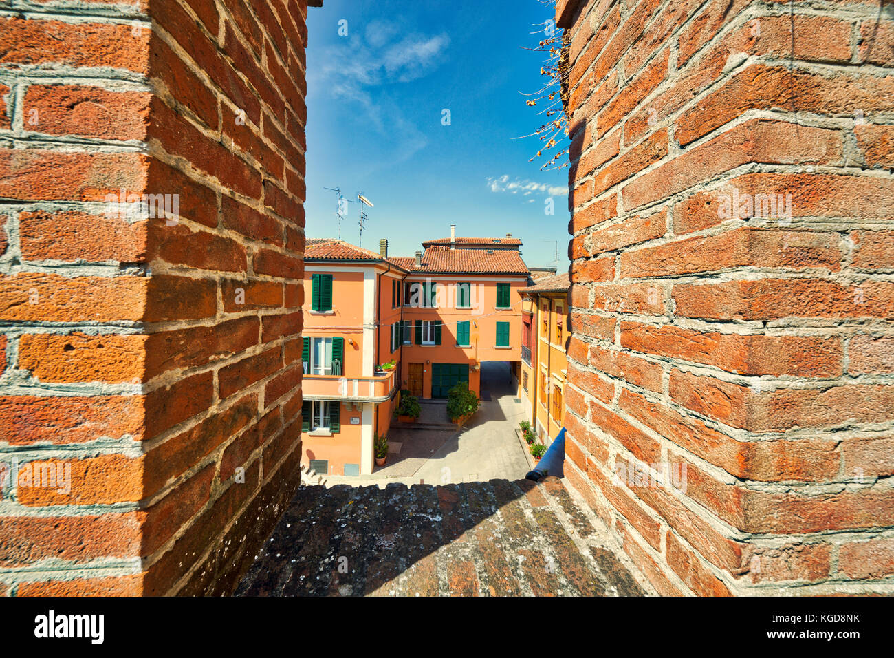 bastions of medieval castle in Italian country village Stock Photo - Alamy