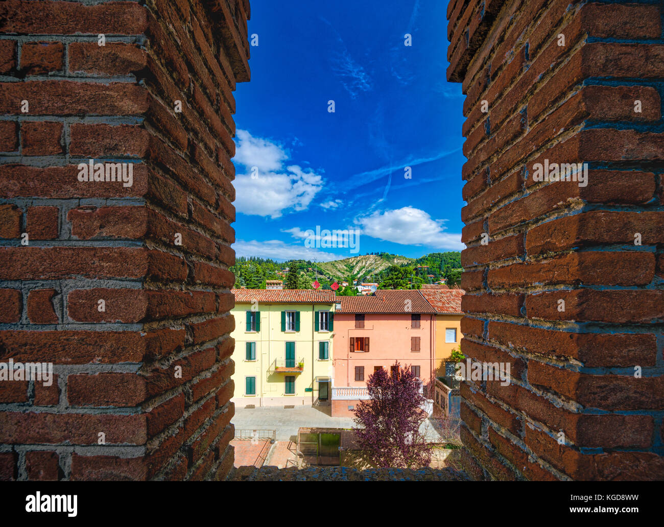 bastions of medieval castle in Italian country village Stock Photo - Alamy