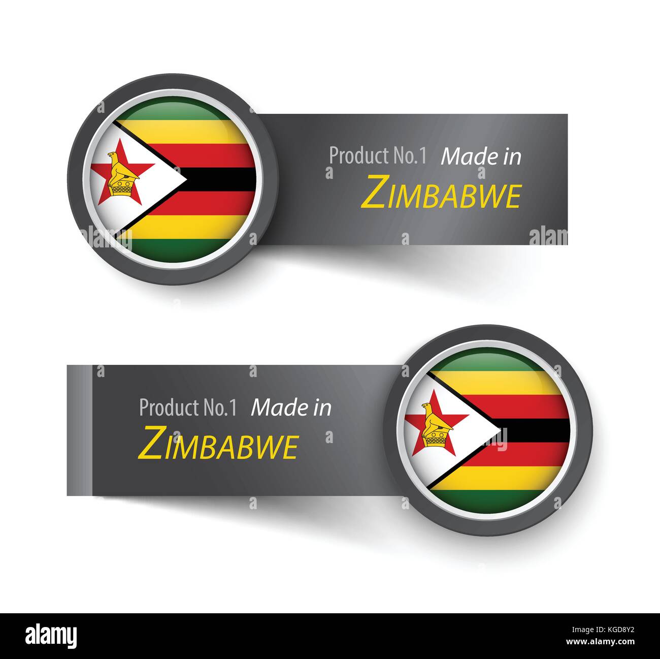 Flag icon and label with text made in Zimbabwe Stock Vector Image & Art ...