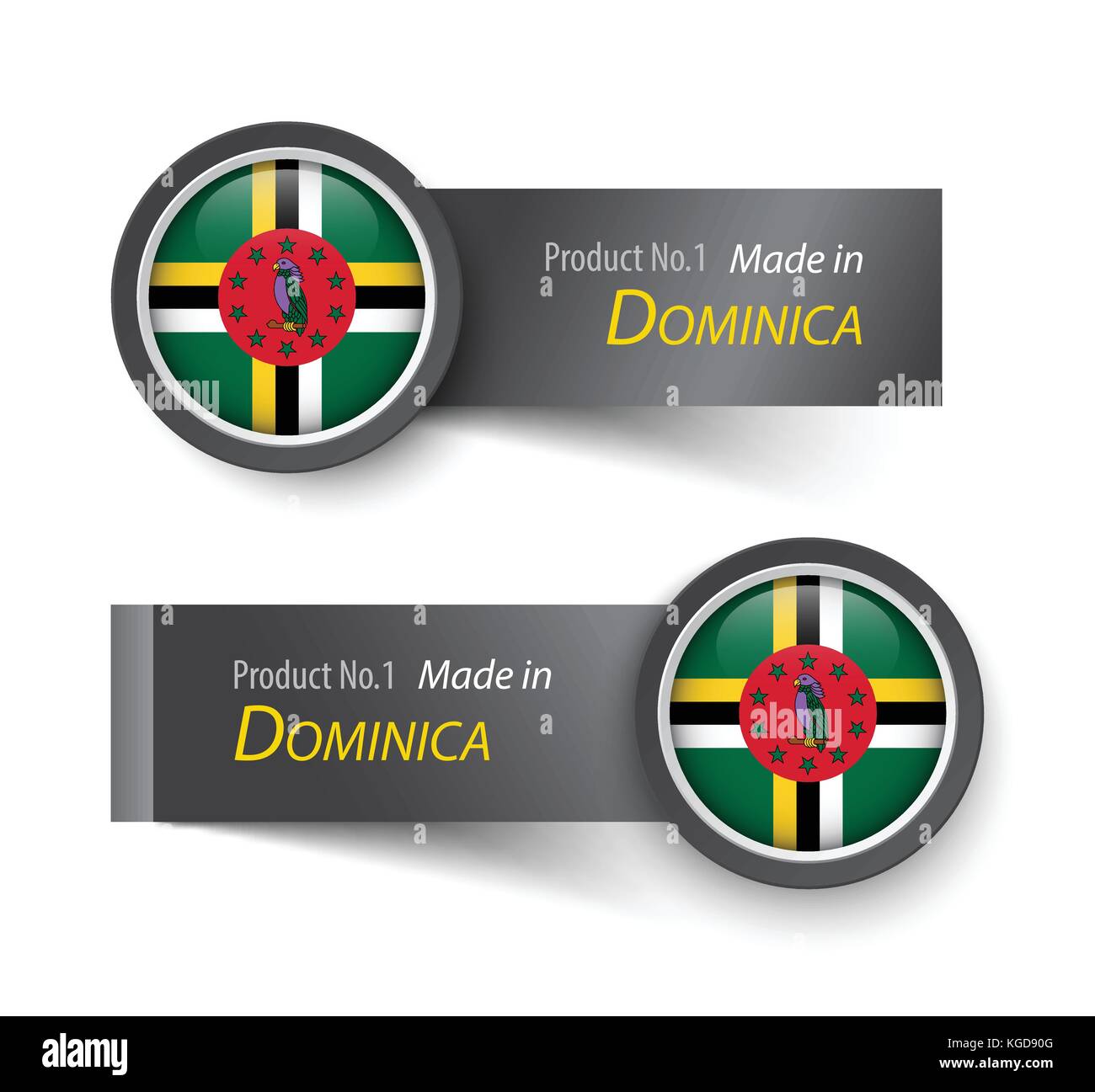 Flag icon and label with text made in Dominica Stock Vector Image & Art ...