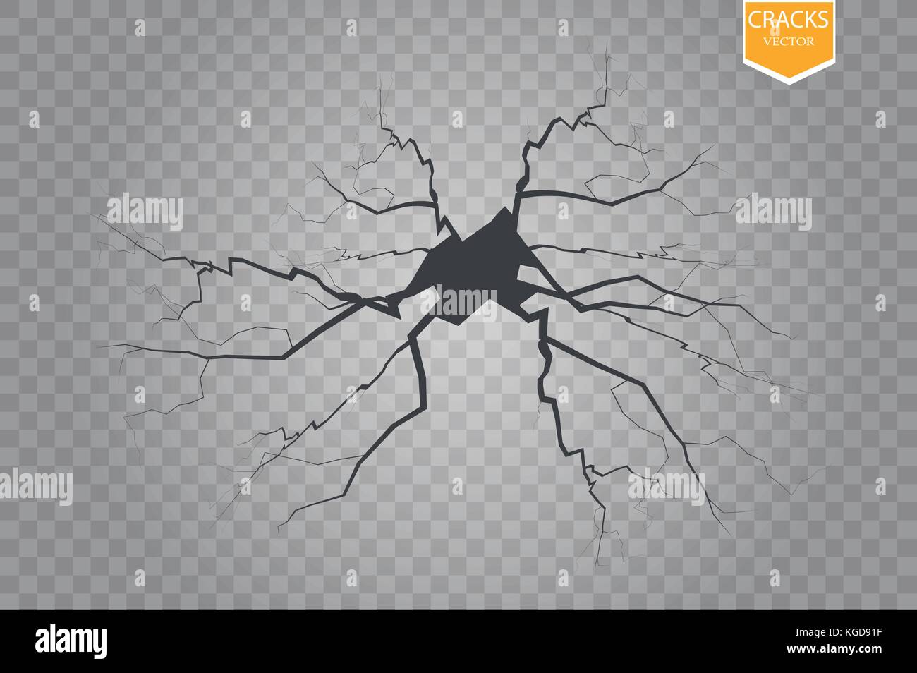 Set of vector cracks isolated on transparent background. Vector Stock ...