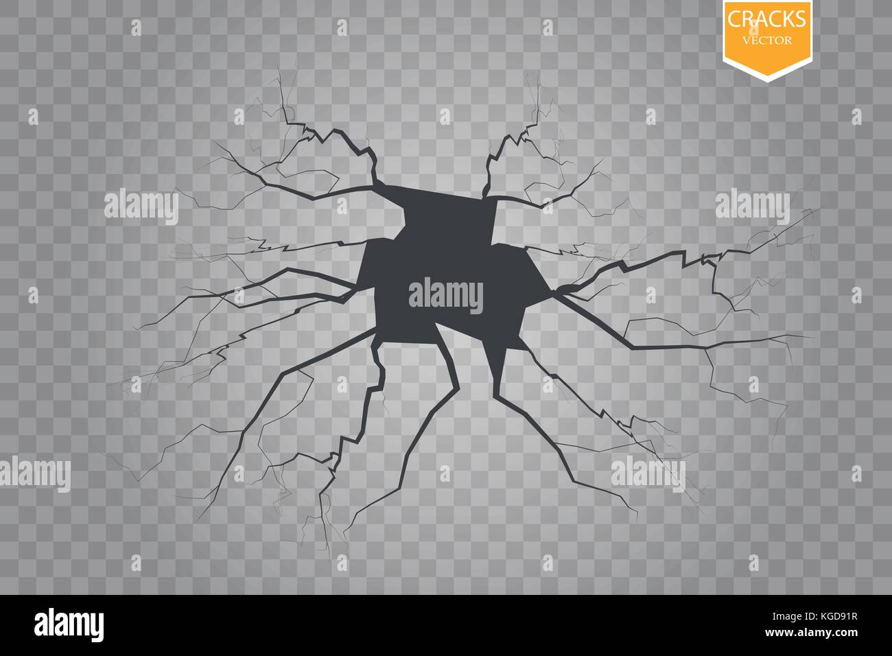 Set of vector cracks isolated on transparent background. Vector Stock ...