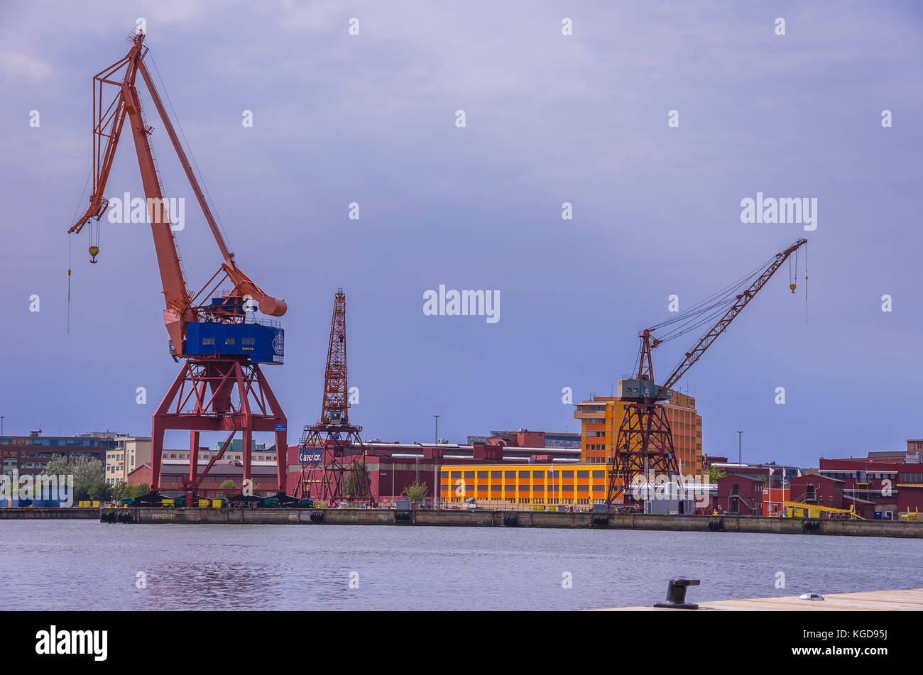 Dockside cranes in the harbor of Gothenburg, Bohuslän, Sweden Stock ...