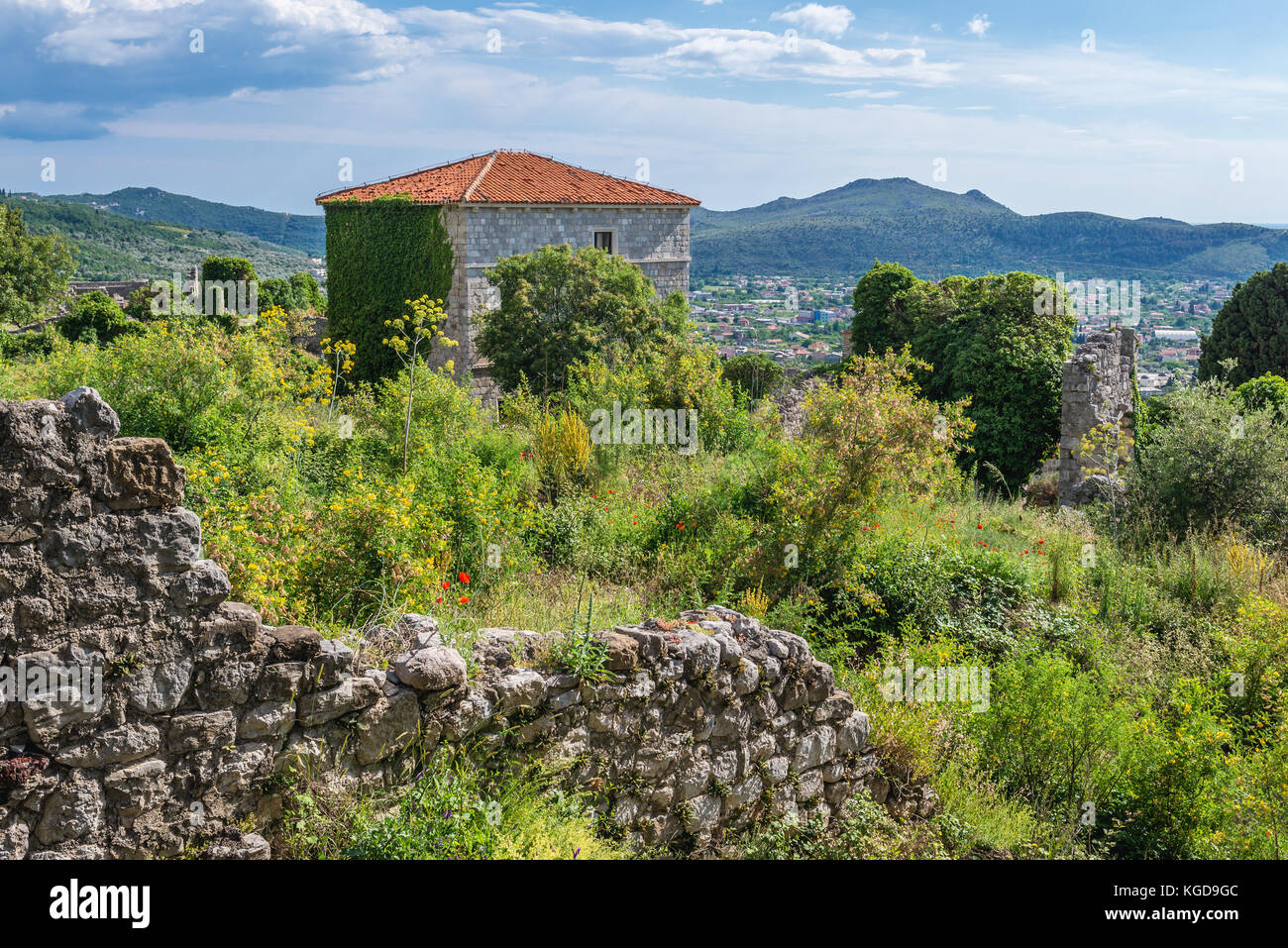 Renovated palace among ruins of fortress in Stari Bar (Old Bar) - small ...