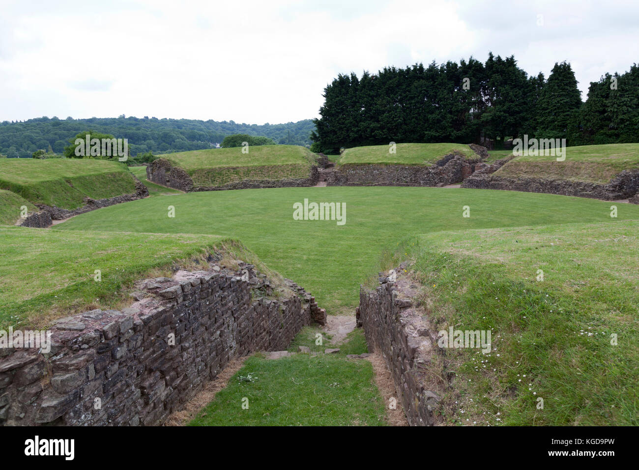 Remains of the Roman amphitheatre, Caerleon, Gwent, Wales, UK Stock ...