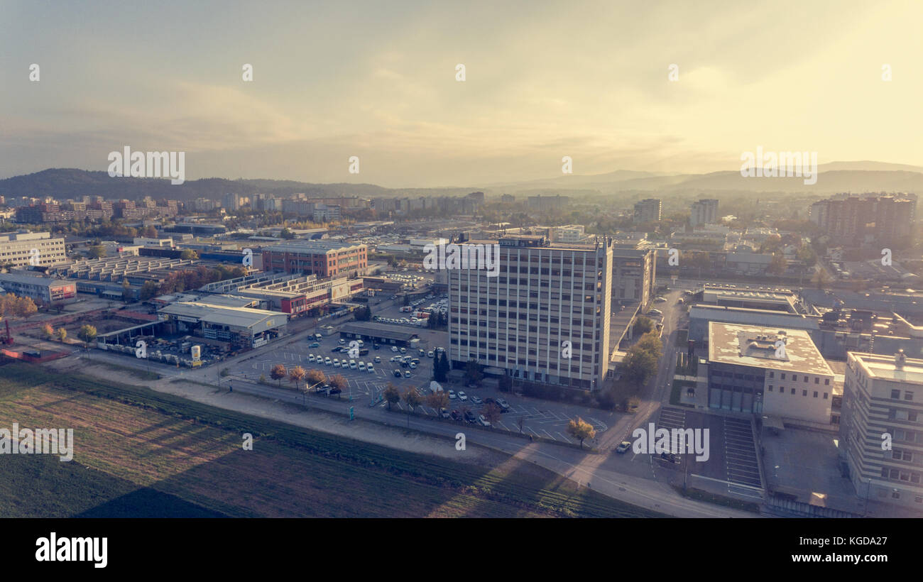 Aerial view of industrial district Stock Photo - Alamy