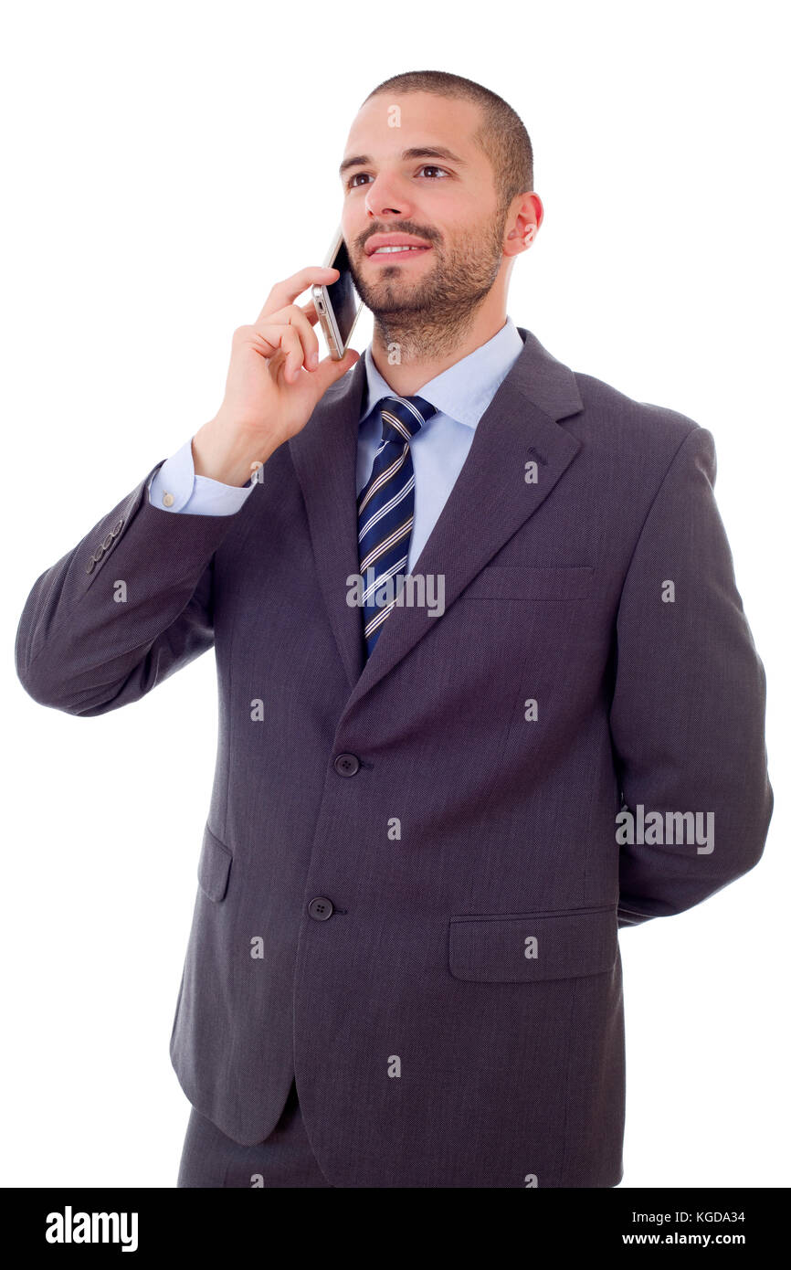 happy business man on the phone, isolated Stock Photo - Alamy