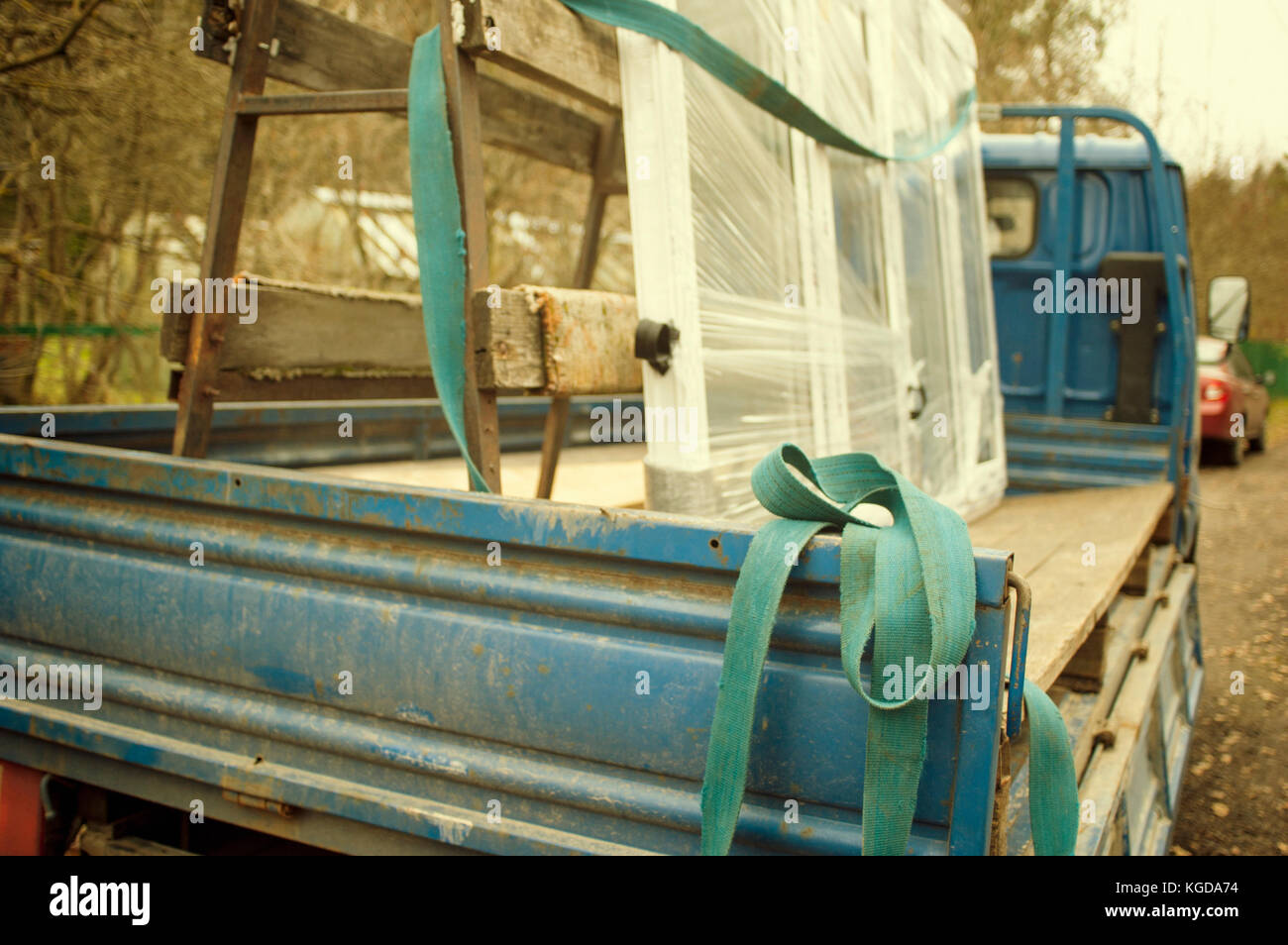 A delivery truck loaded with UPVC window, daytime filtered image Stock ...