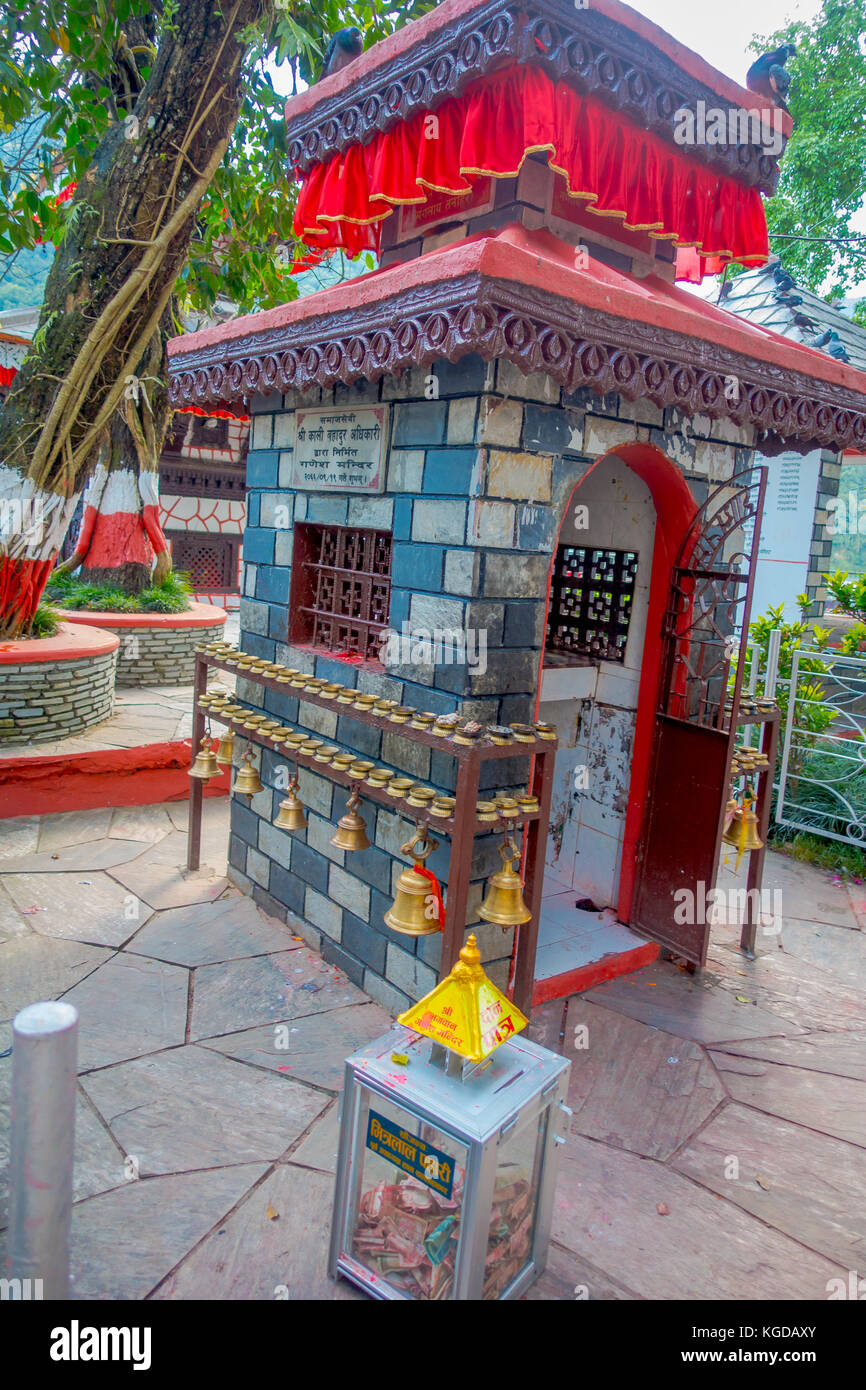POKHARA, NEPAL - SEPTEMBER 04, 2017: Close up of Tal Barahi Temple ...