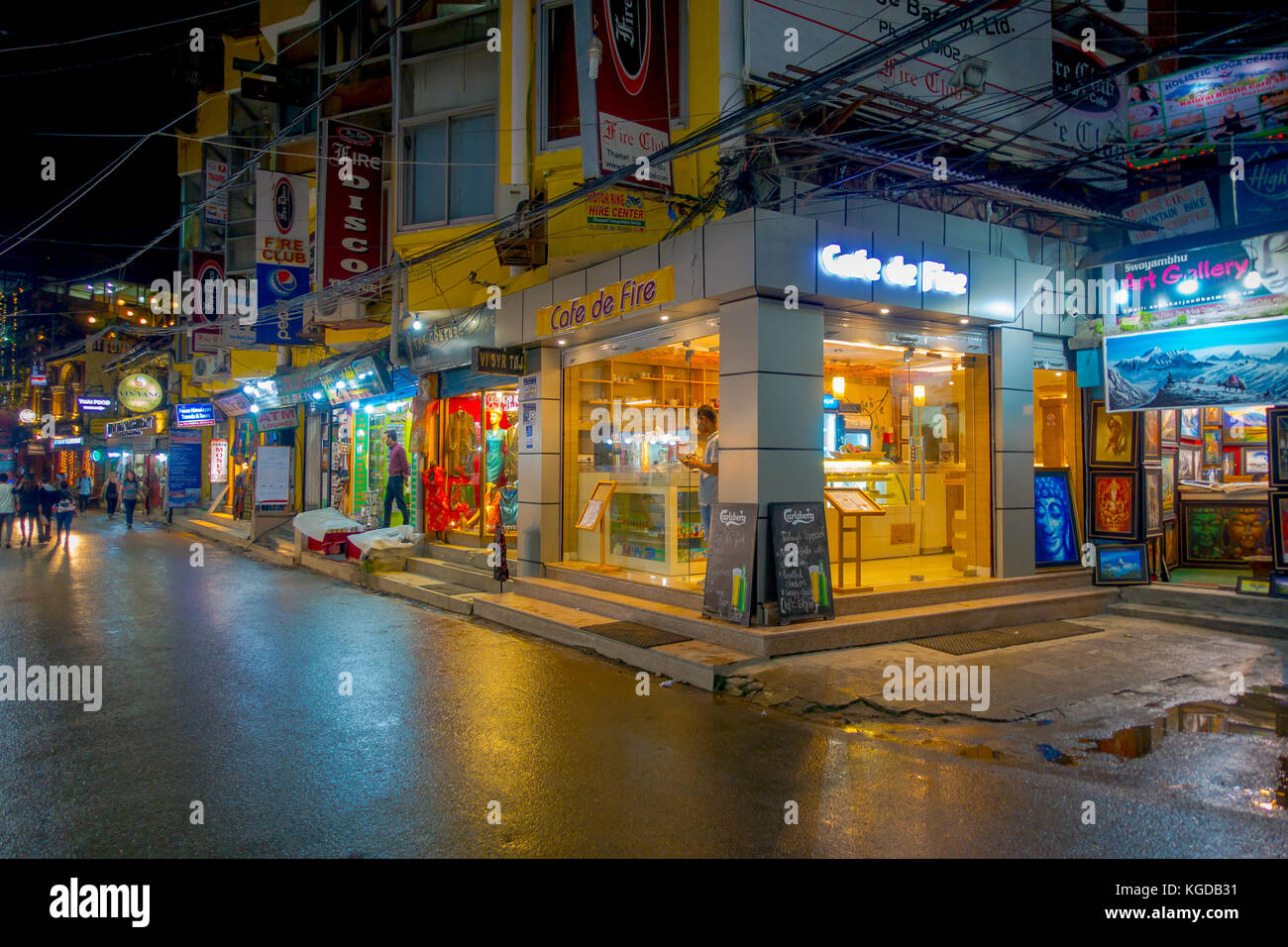 THAMEL, KATHMANDU NEPAL - OCTOBER 02, 2017: Unidentified people walking ...