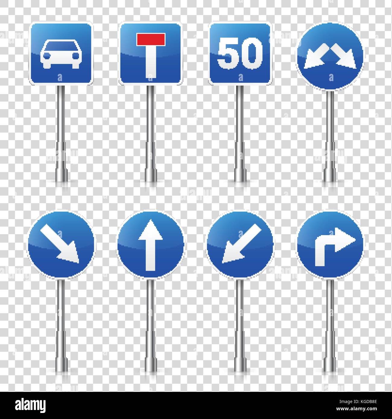 Road signs collection isolated on transparent background. Road traffic ...