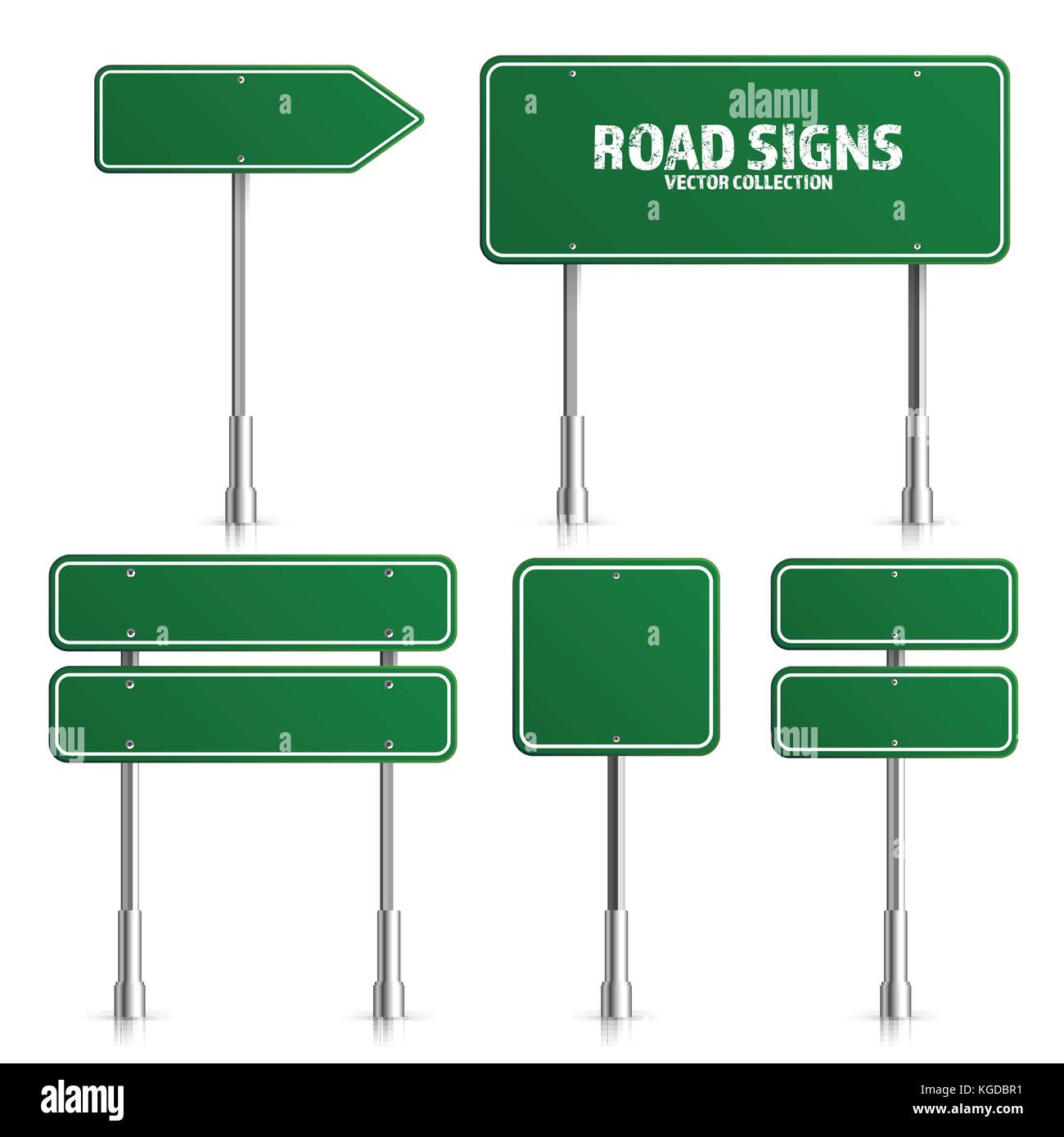 Road green traffic sign. Blank board with place for text.Mockup ...